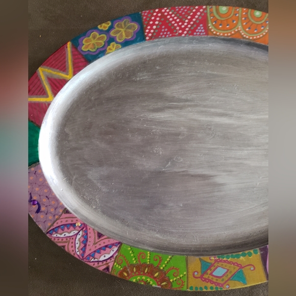 Vintage | Dining | Original Bohemian Handpainted Colorful Wooden Tray ...